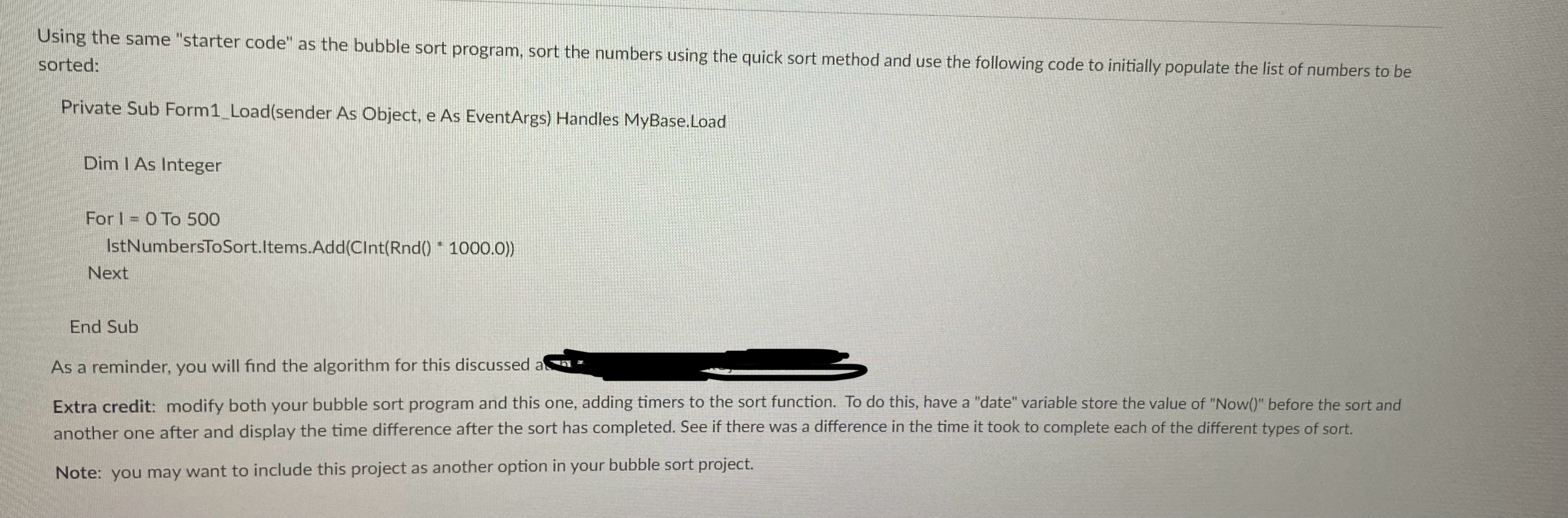Solved Using the same "starter code" as the bubble sort | Chegg.com