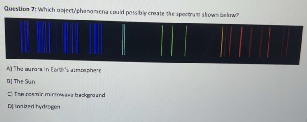 Solved Question 7: Which object/phenomena could possibly | Chegg.com
