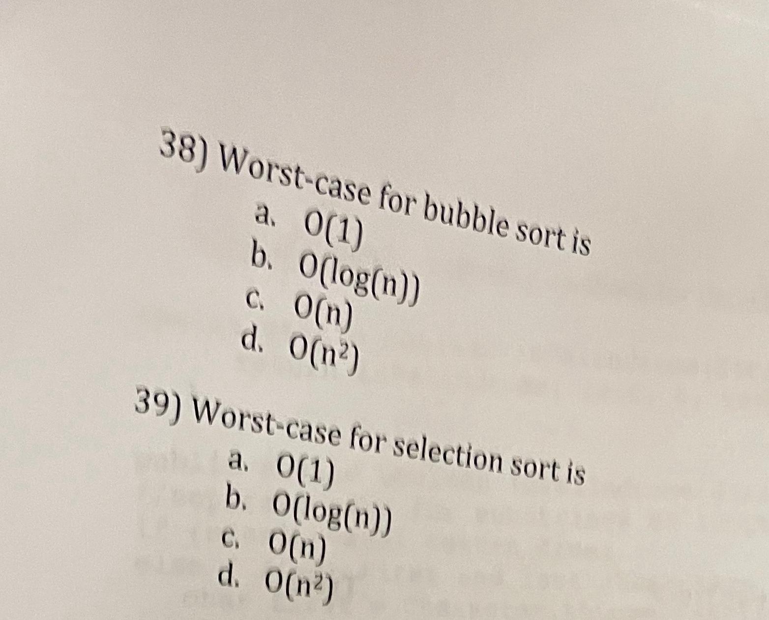 Solved Worst-case for bubble sort | Chegg.com