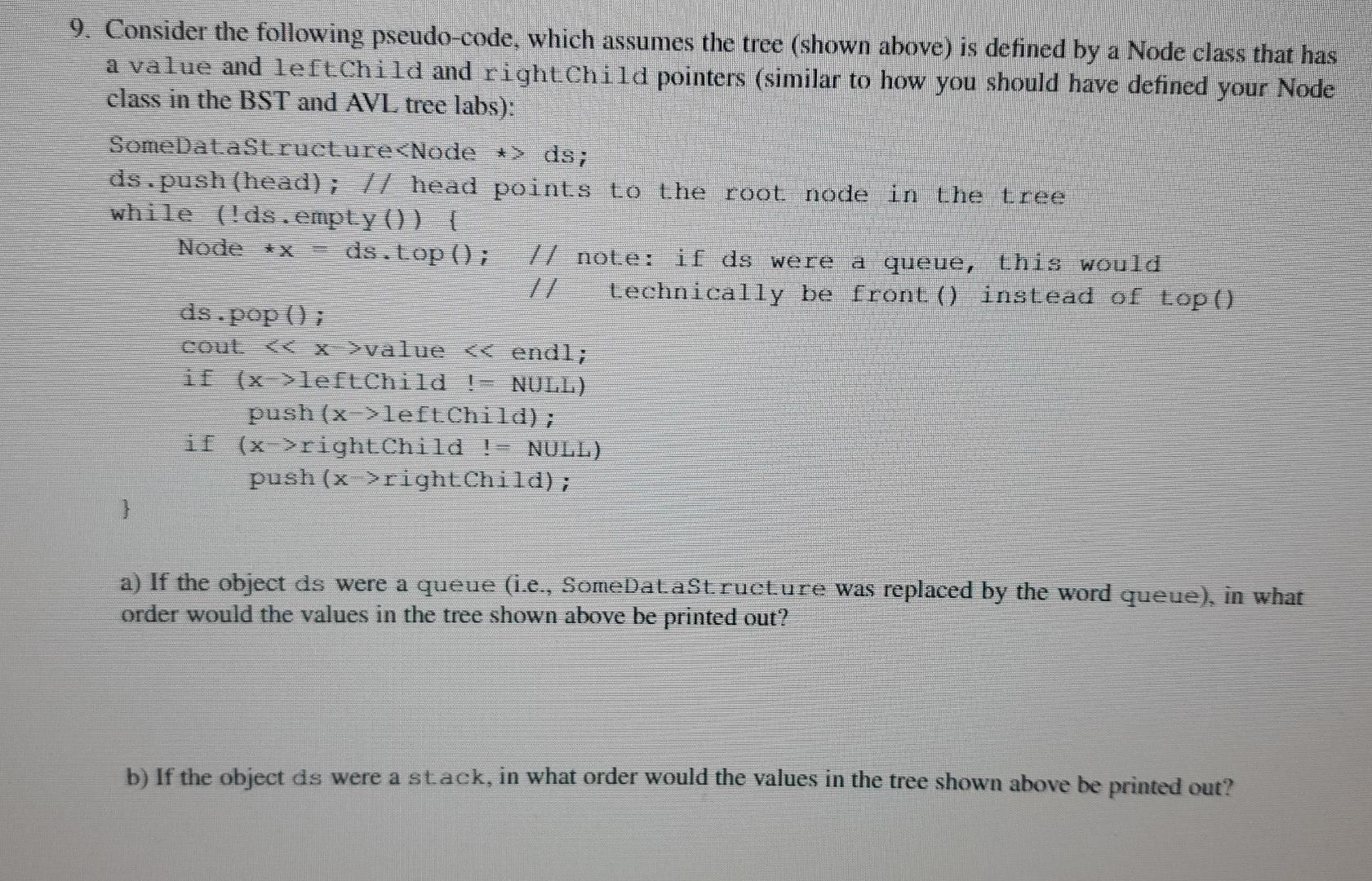 Solved Consider the following tree for each of the questions | Chegg.com