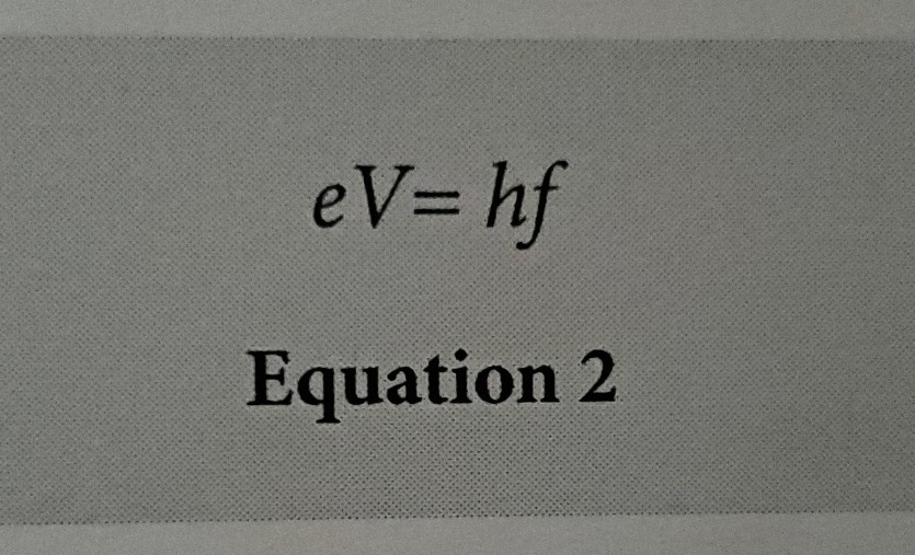 Solved eV=hf Equation 2 3. Solve Equation 2 for V. Express | Chegg.com