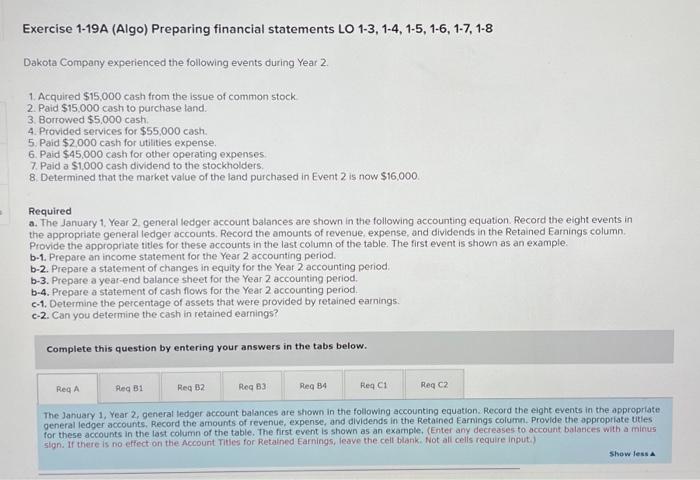 Solved Exercise 1-19A (Algo) Preparing financial statements | Chegg.com