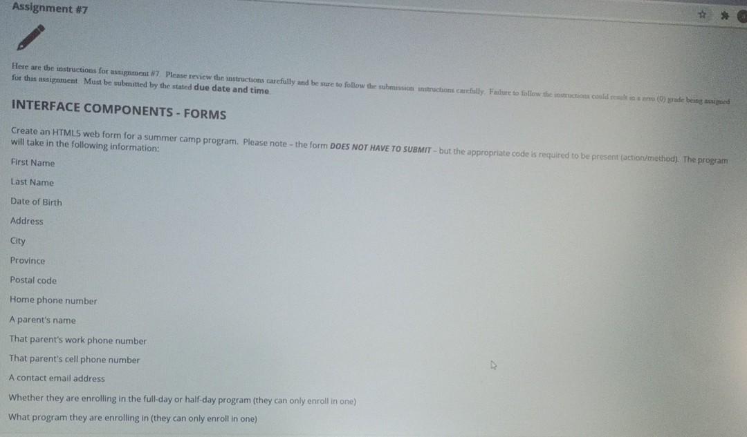 Solved Assignment #7 Here are the instructions for | Chegg.com