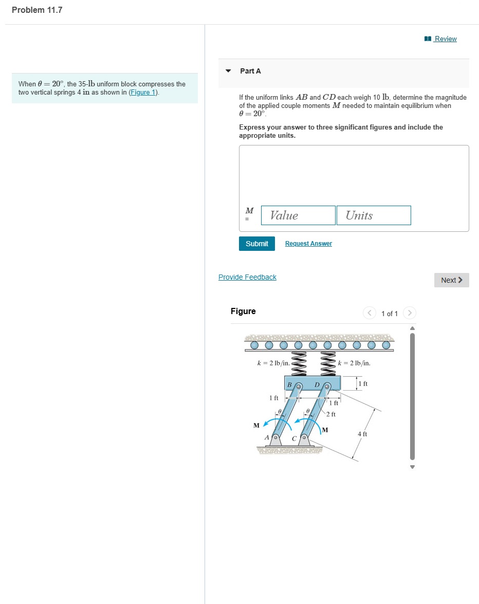 Problem 11.7When θ=20°, ﻿the 35-lb ﻿uniform block | Chegg.com