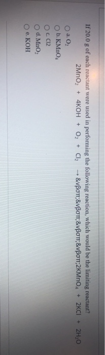 Solved If 20.0 g of each reactant were used in performing | Chegg.com