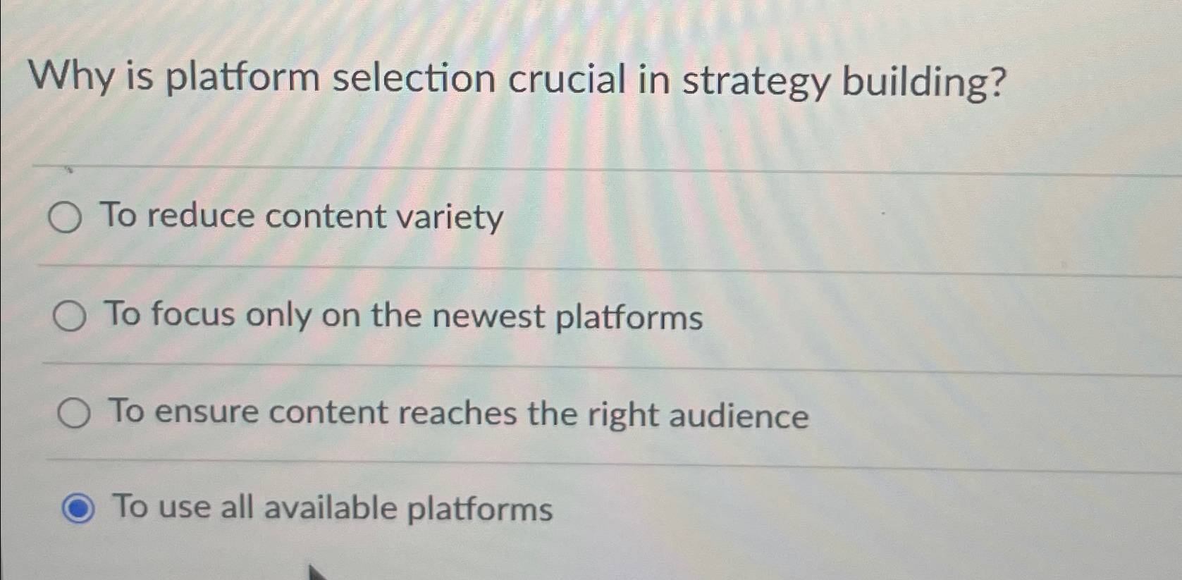 Solved Why is platform selection crucial in strategy | Chegg.com