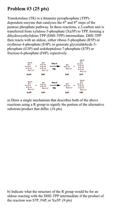 Transketolase (TK) is a thiamine pyrophosphate (TPP)- | Chegg.com