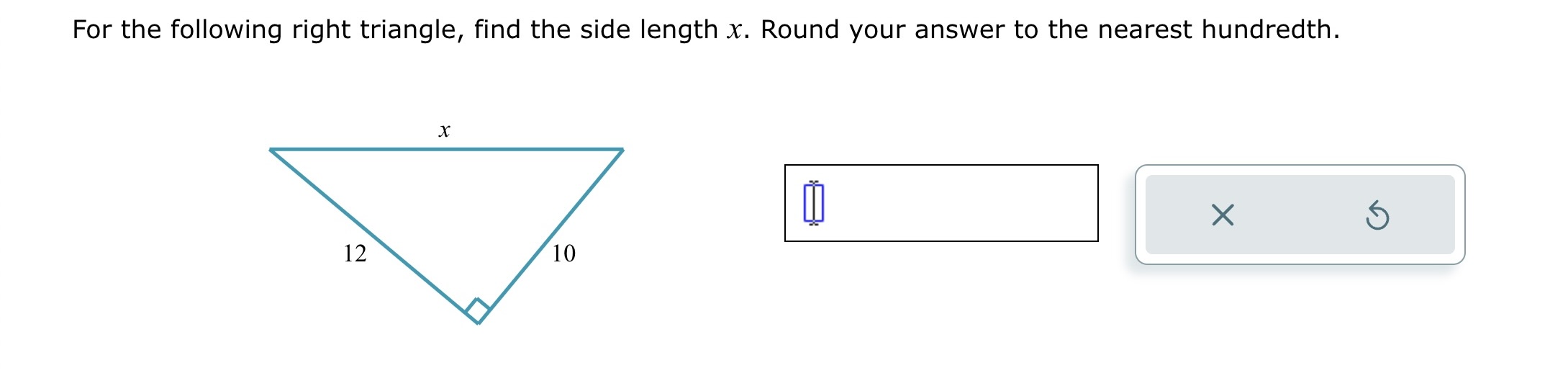 Solved For the following right triangle, find the side | Chegg.com