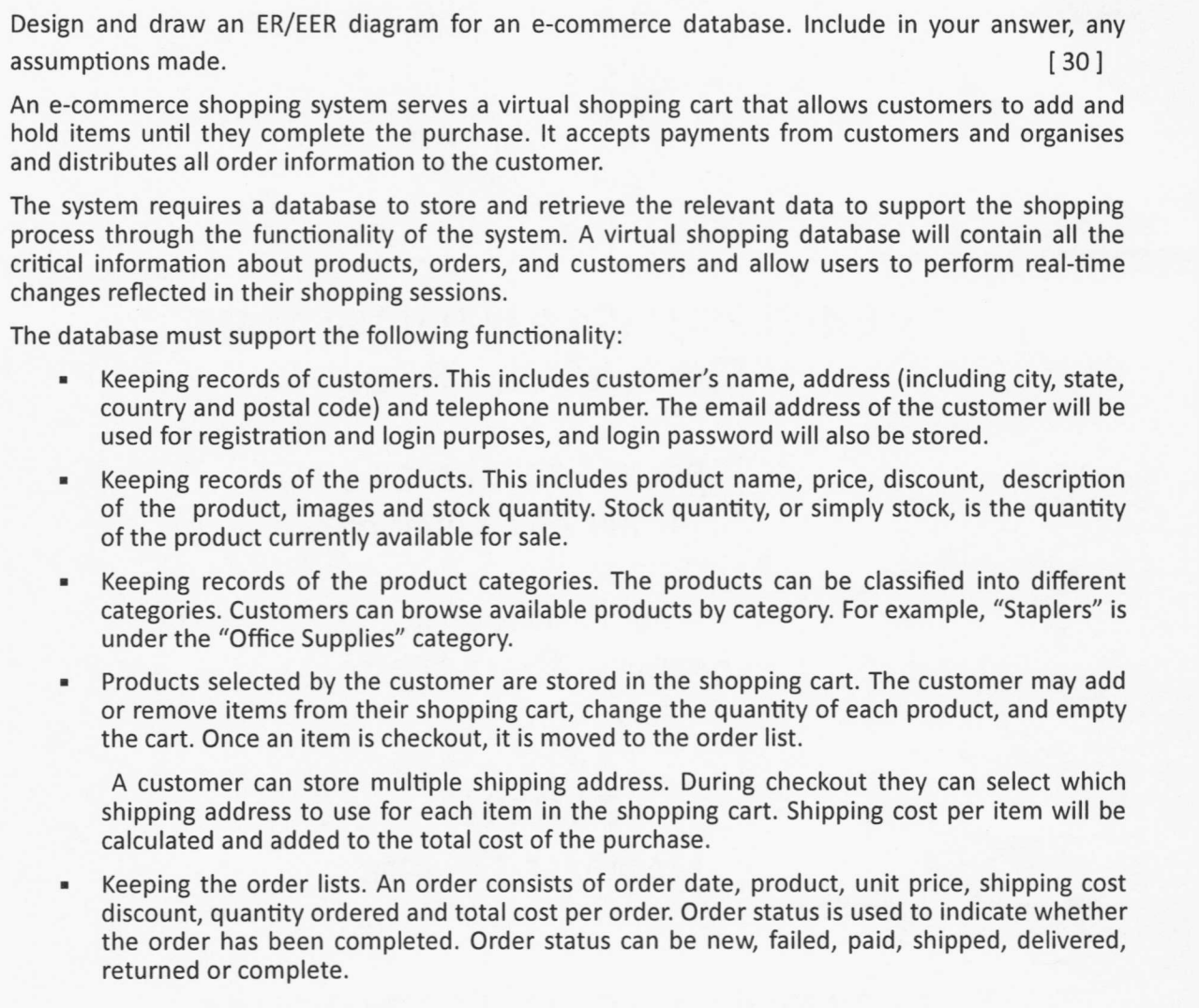 Solved Design and draw an ER/EER diagram for an e-commerce | Chegg.com