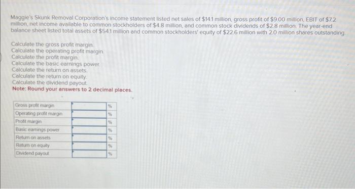 Solved Maggie's Skunk Removal Corporation's income statement | Chegg.com Solved Maggie's Skunk Removal Corporation's income statement | Chegg.com