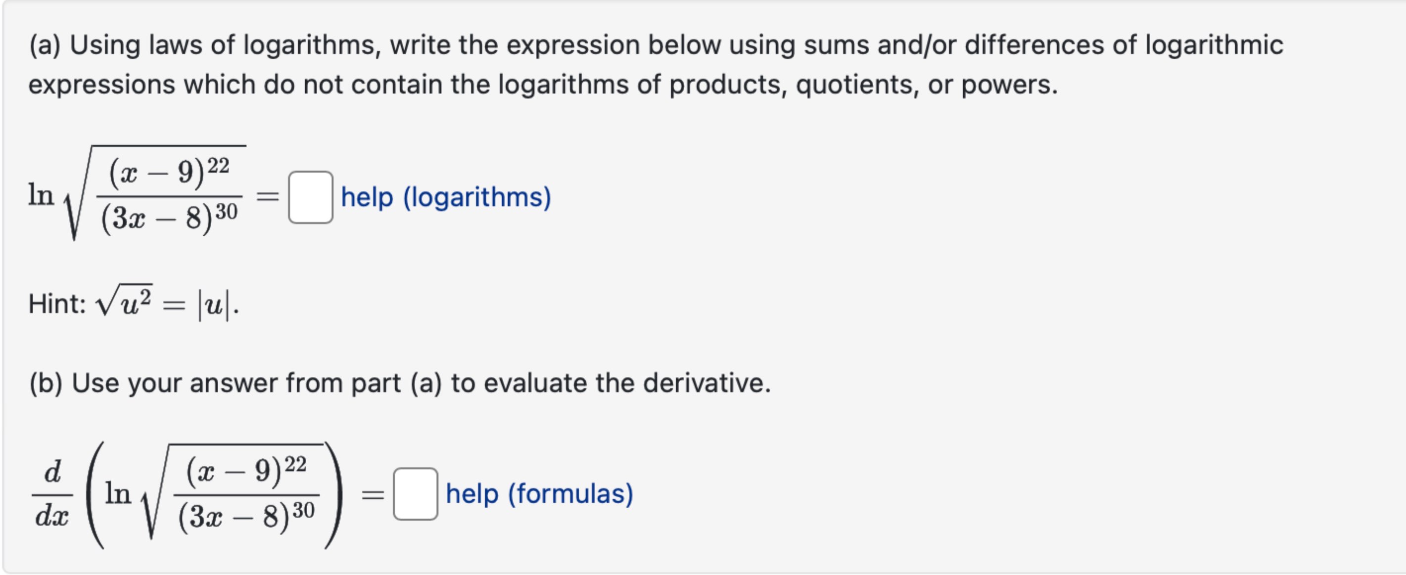 Solved (a) ﻿Using laws of logarithms, write the expression | Chegg.com