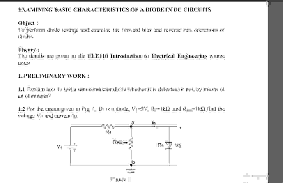 Solved EXAMINTNE BJSEC CHARIETERISTIESOF A DIOIE IVDE CIREI | Chegg.com
