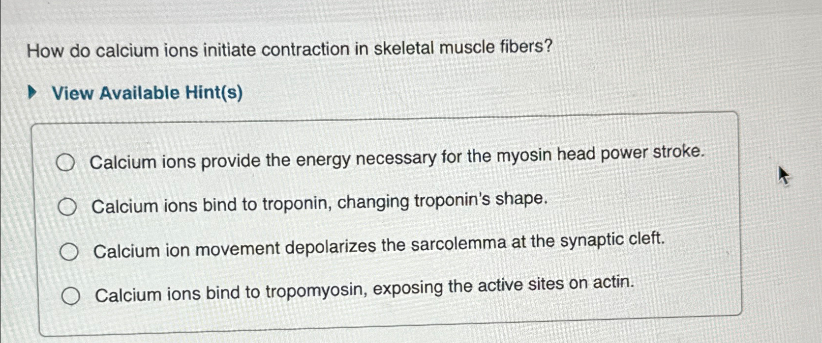 Solved How do calcium ions initiate contraction in skeletal | Chegg.com