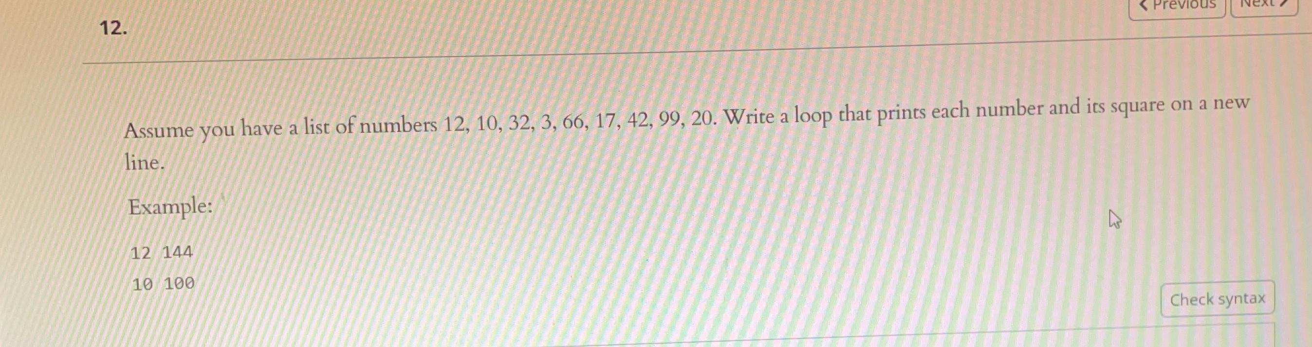 Solved Assume you have a list of numbers | Chegg.com