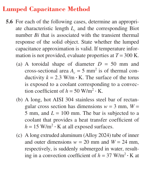 Lumped Capacitance Method5.6 ﻿For each of ﻿the | Chegg.com