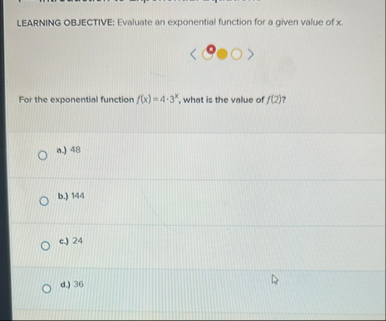 Solved LEARNING OBJECTIVE: Evaluate an exponential function | Chegg.com