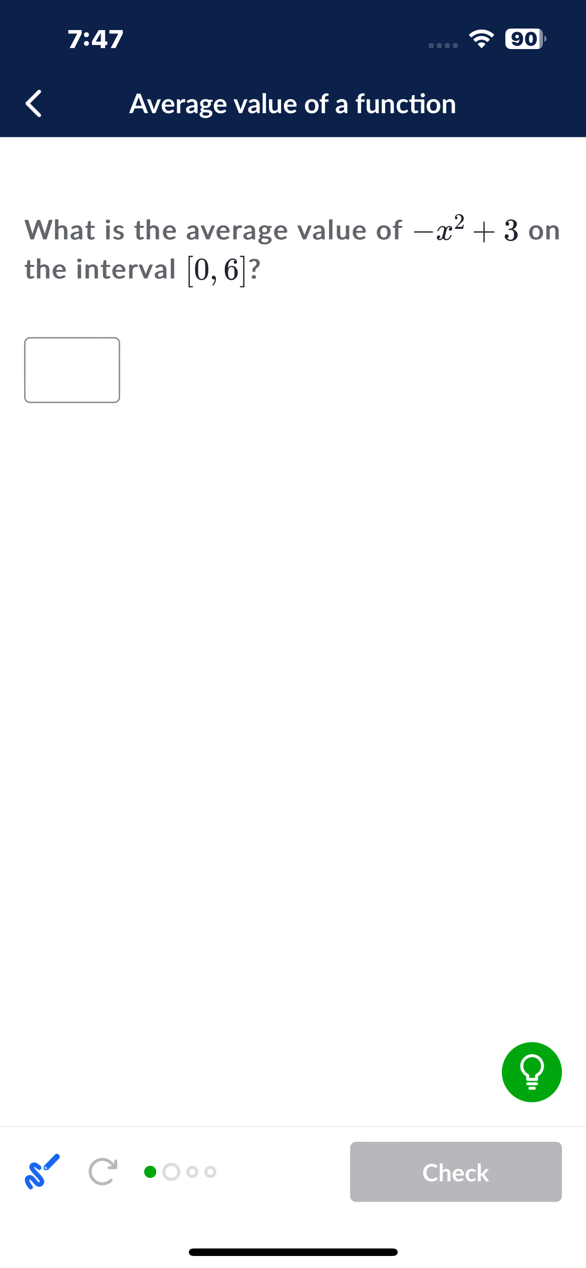 Solved 7:47ح 90Average value of a functionWhat is the | Chegg.com