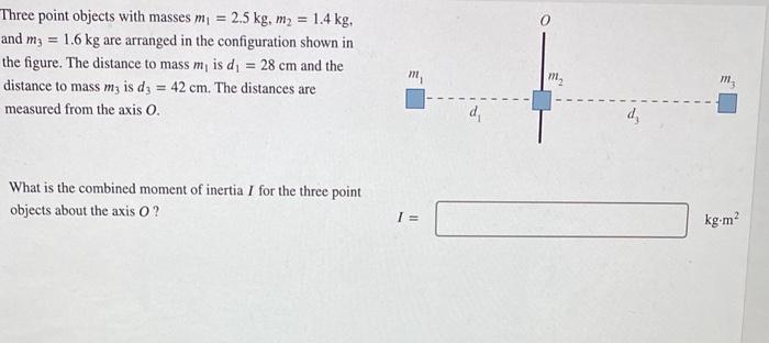 Solved Three point objects with masses m1=2.5 kg,m2=1.4 kg, | Chegg.com