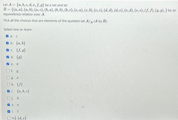 Solved Let A = {a, b, c, d, e, f, g} be a set and let R = | Chegg.com