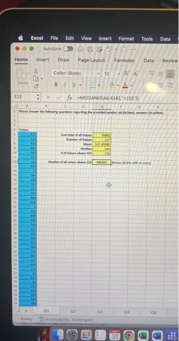 Solved help me fix this formula, i need to find the median | Chegg.com