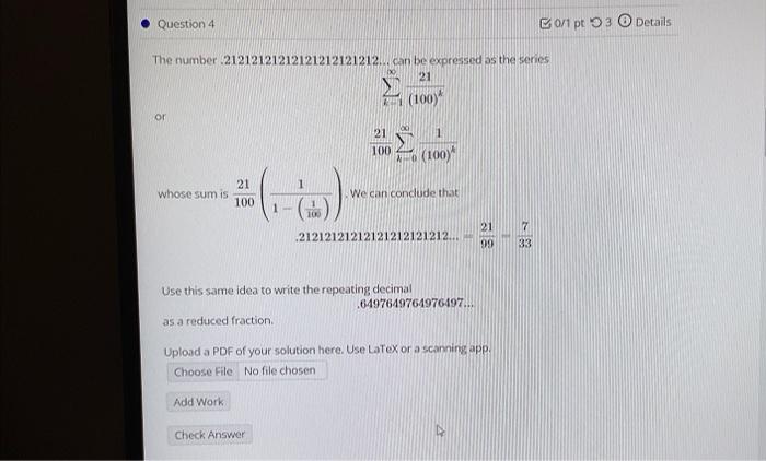 Solved The number .21212121212121212121212... can be | Chegg.com