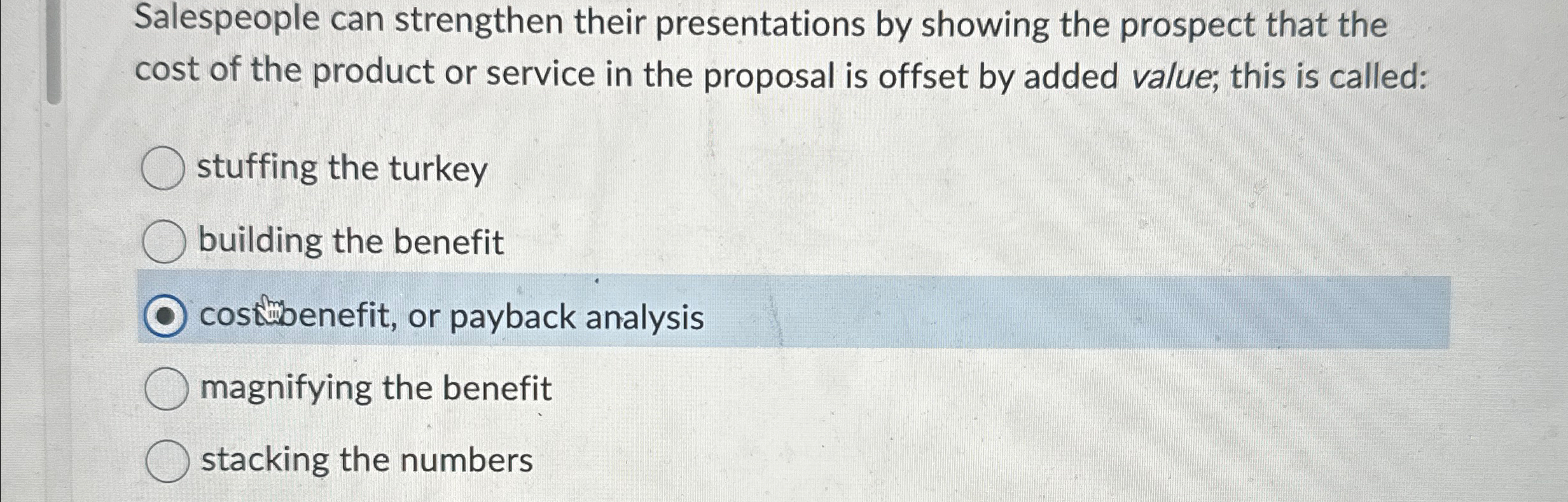 Solved Salespeople can strengthen their presentations by | Chegg.com