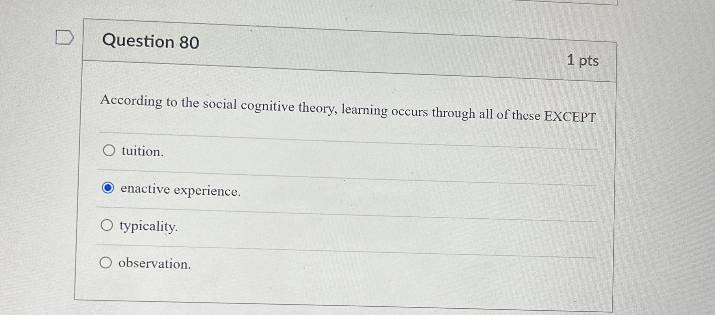 Solved Question 801 ﻿ptsAccording to the social cognitive | Chegg.com