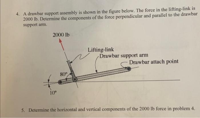 Solved 4. A drawbar support assembly is shown in the figure | Chegg.com