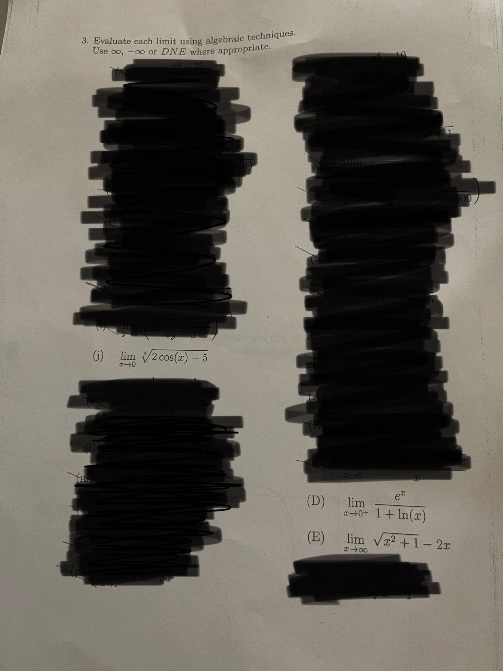 Solved Evaluate each limit using algebraic techniques.Use | Chegg.com