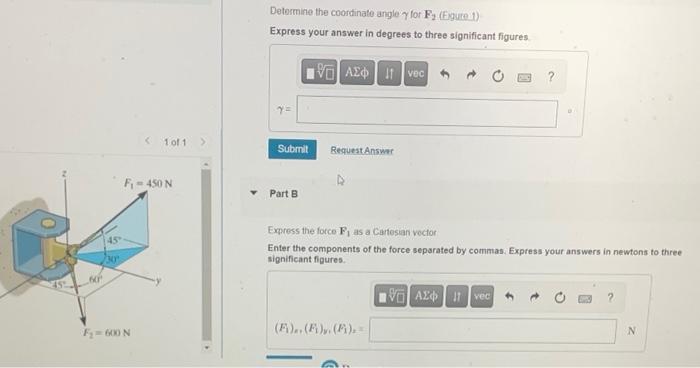 Solved Determine The Coordinate Angle γ For F2 Fyune 1