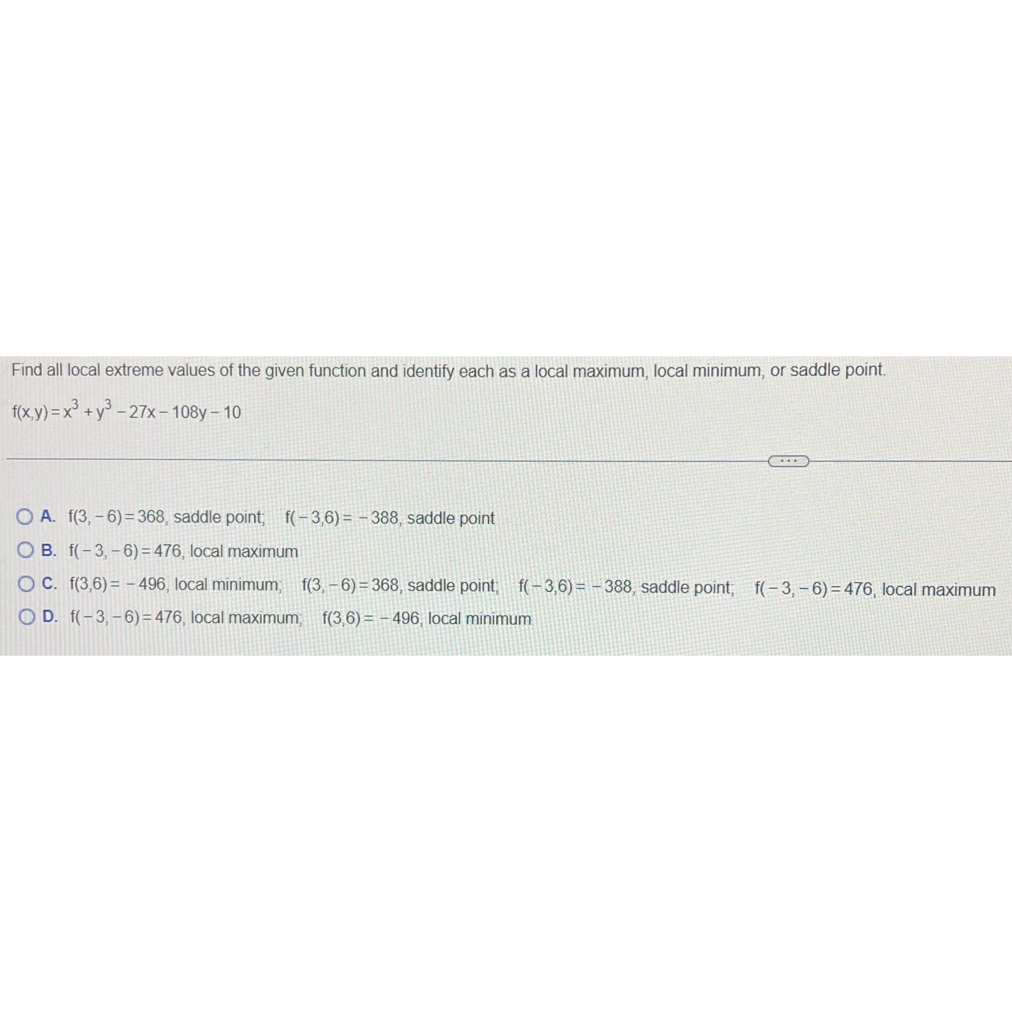 Solved Find all local extreme values of the given function | Chegg.com