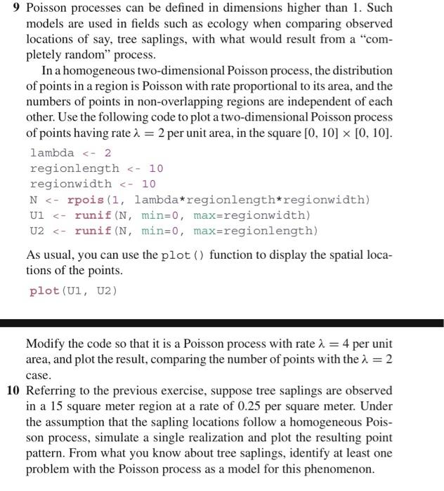 9 Poisson processes can be defined in dimensions | Chegg.com