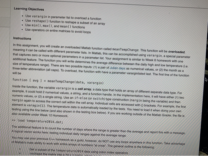 Usvarargin in water list to overload a function • | Chegg.com