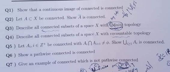 Solved Q1) Show that a continuous image of connected is | Chegg.com
