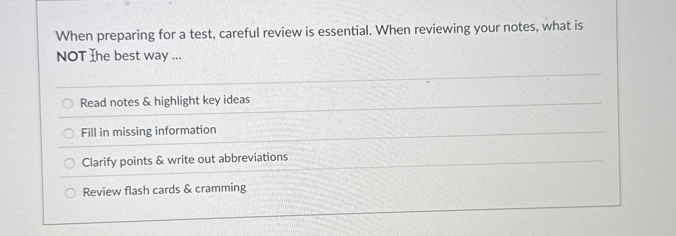 Solved When preparing for a test, careful review is | Chegg.com