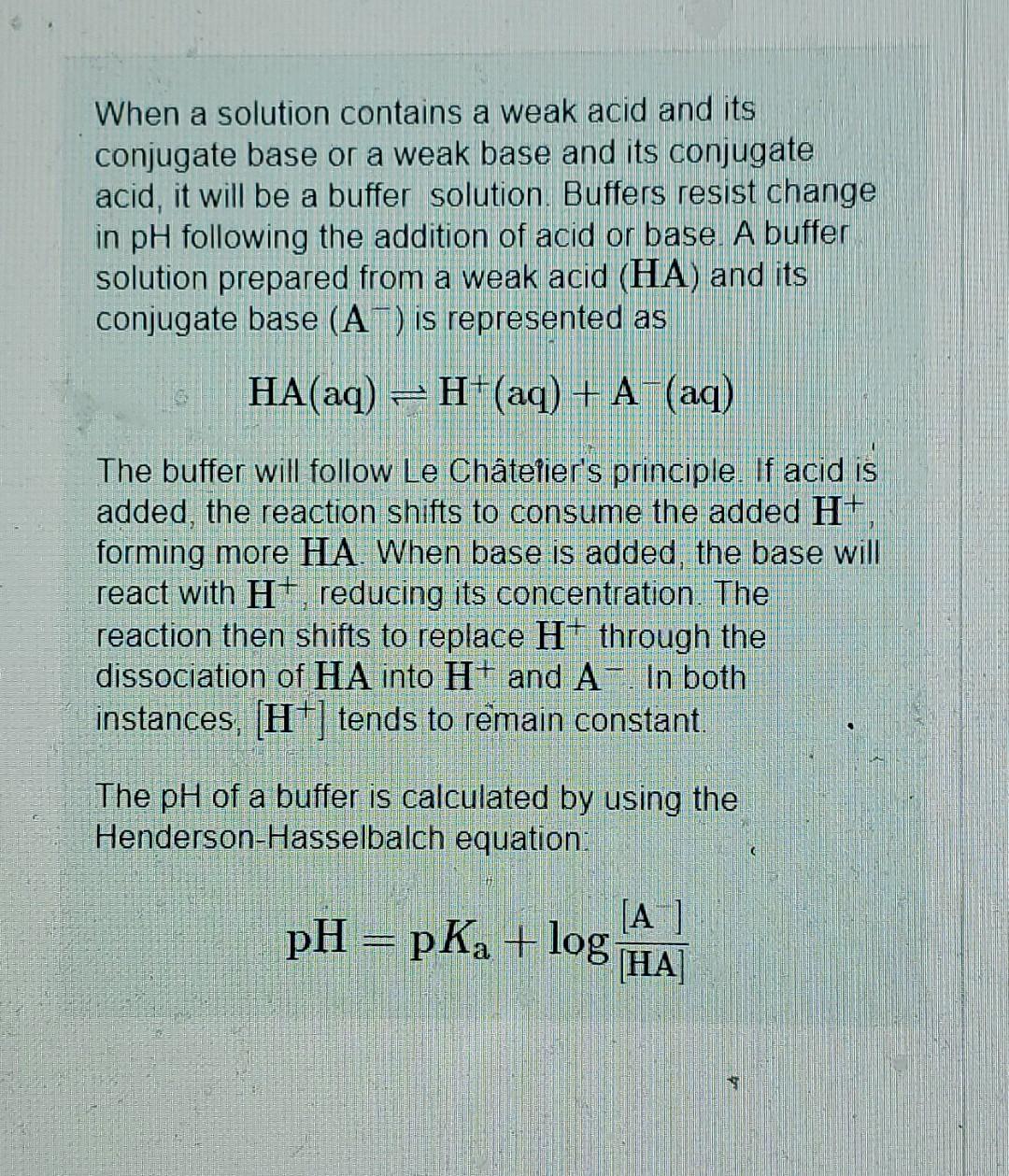 Solved What is the pH of a buffer prepared by adding 0.708 | Chegg.com