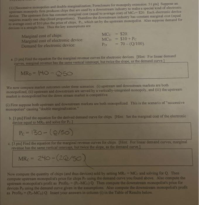 Solved (1) [Successive monopolies and double | Chegg.com