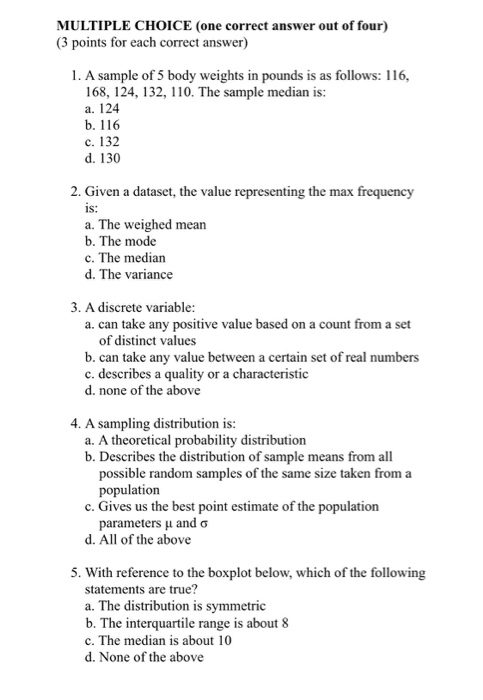 Solved MULTIPLE CHOICE (one correct answer out of four) (3 | Chegg.com
