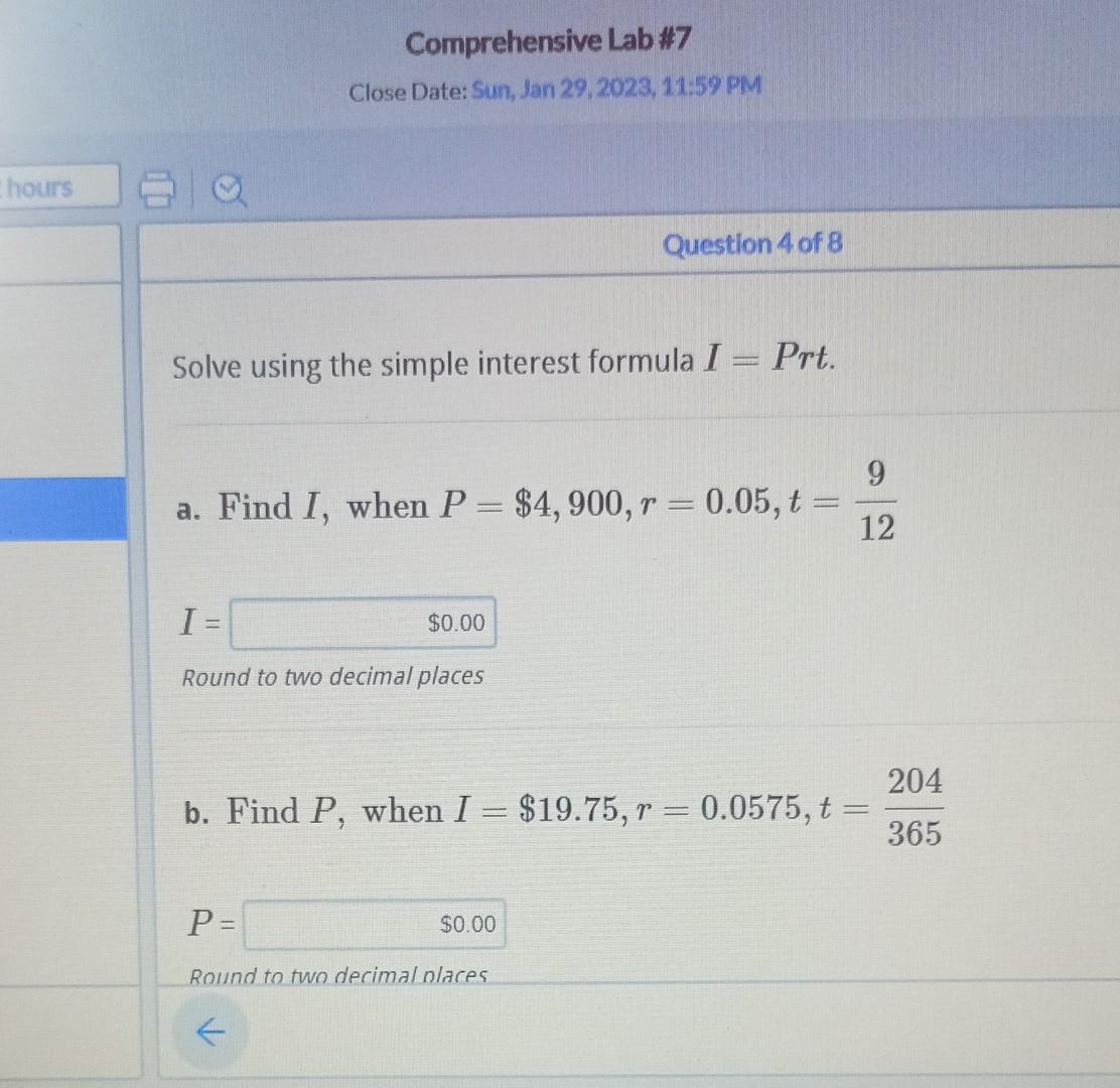 Solved Solve using the simple interest formula I=Prt. a. | Chegg.com
