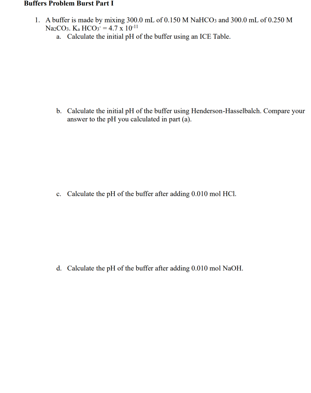 Solved Buffers Problem Burst Part IA buffer is made by | Chegg.com