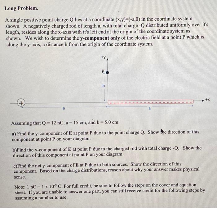 Solved Long Problem. A single positive point charge Q lies | Chegg.com