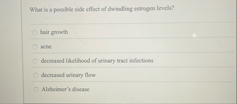 Solved What is a possible side effect of dwindling estrogen | Chegg.com