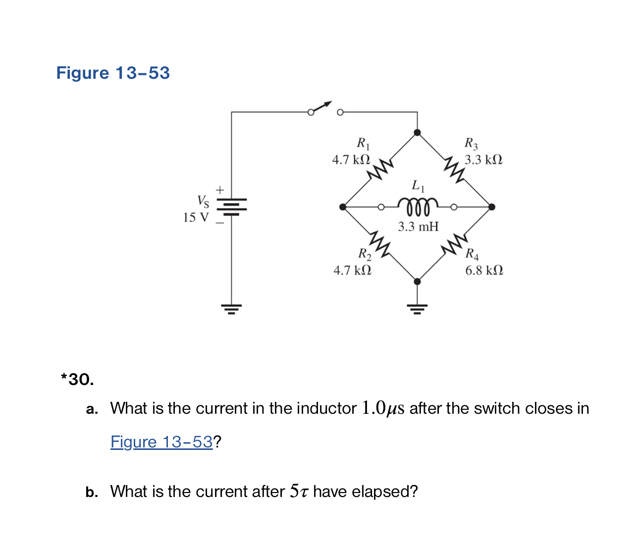 Solved Figure 13-53*30.a. ﻿What is the current in the | Chegg.com