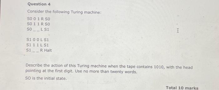 Solved Consider the following Turing machine: S0 S0 S0 | Chegg.com