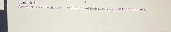 Solved a number is 5 more than another number and their sum | Chegg.com