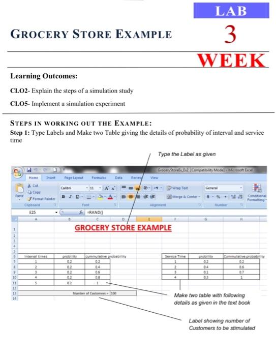 Write a Simulation for Grocery Store Example.by using | Chegg.com