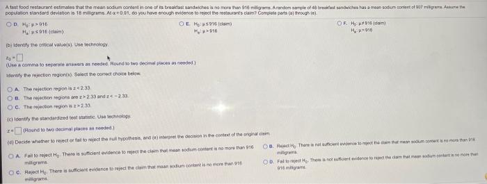 Solved Test the claim about the population mean, , at the | Chegg.com