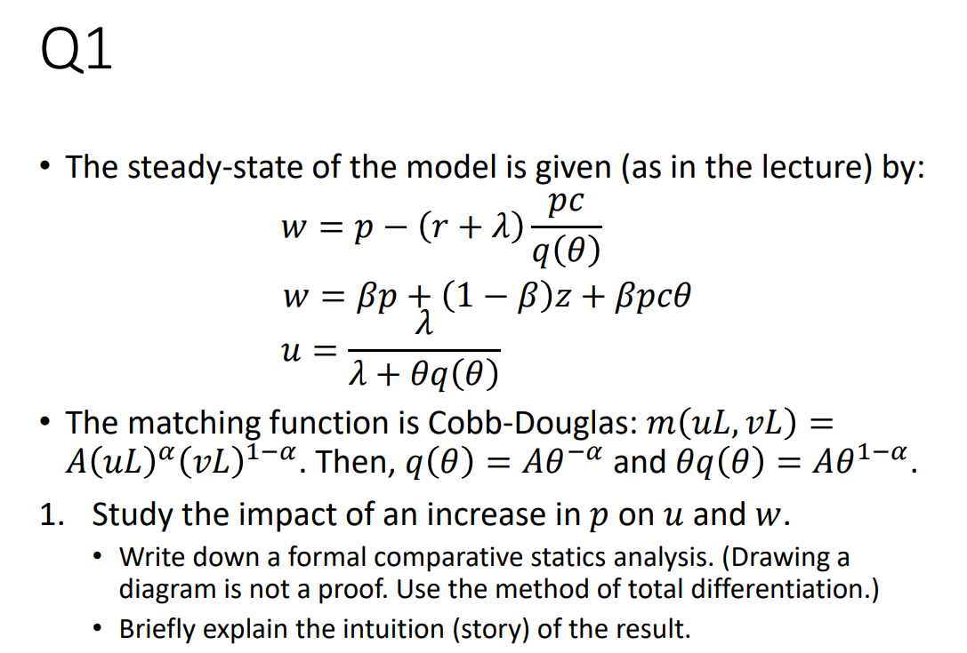 Solved Q1The steady-state of the model is given (as in the | Chegg.com
