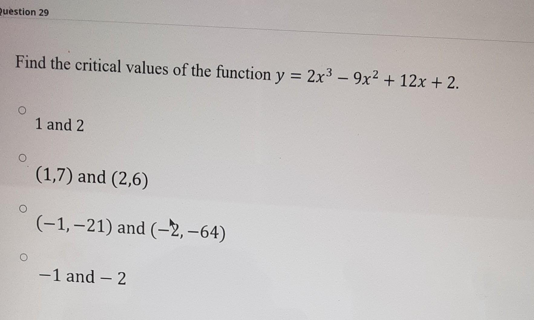 Solved Find the critical values of the function | Chegg.com