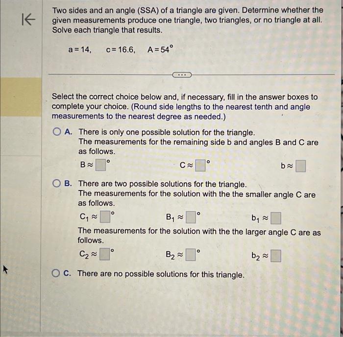 [Solved]: Determine the triangle Two sides and an angle (SSA